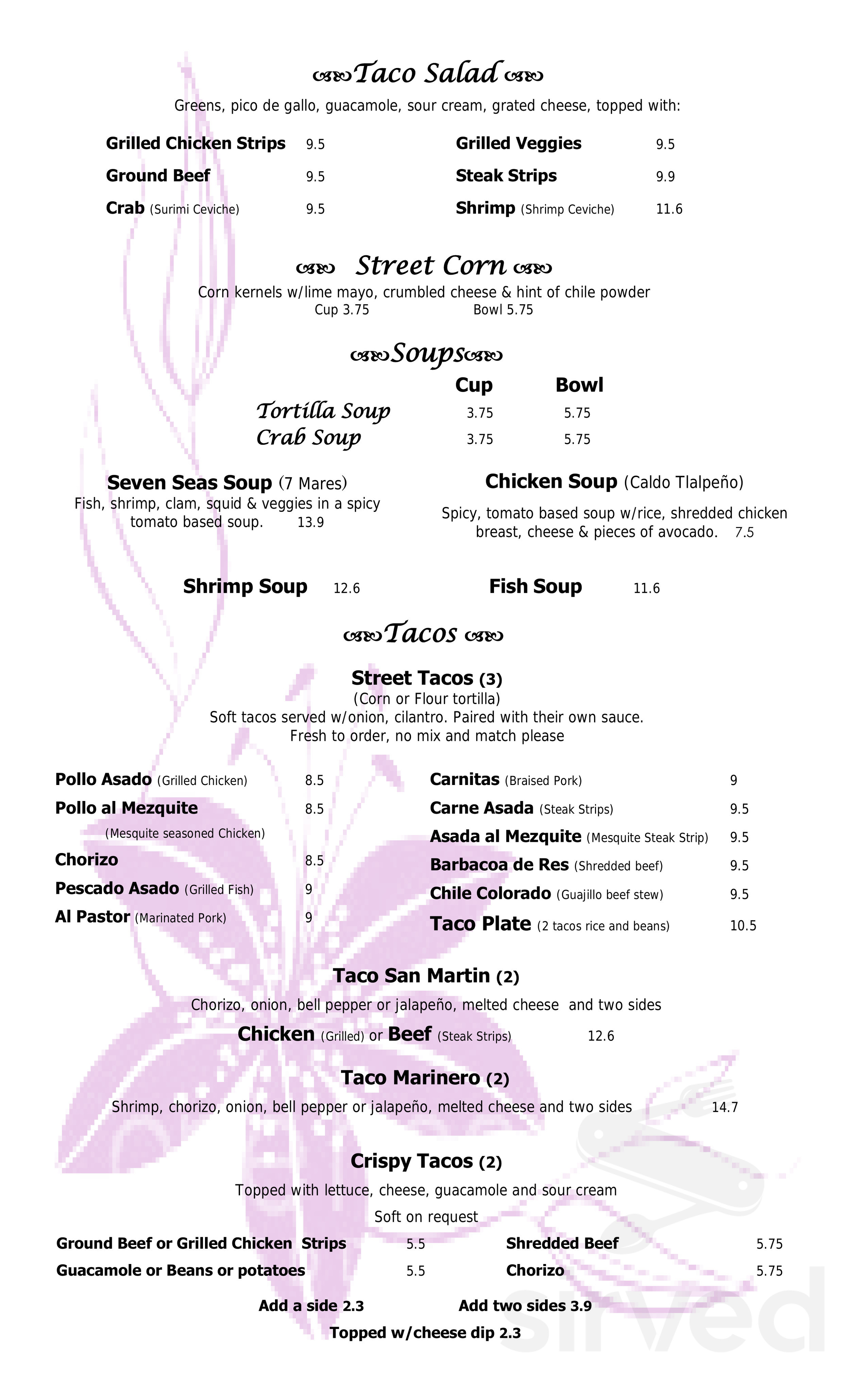 Casa Mañana River Market menus in Little Rock, Arkansas, United States