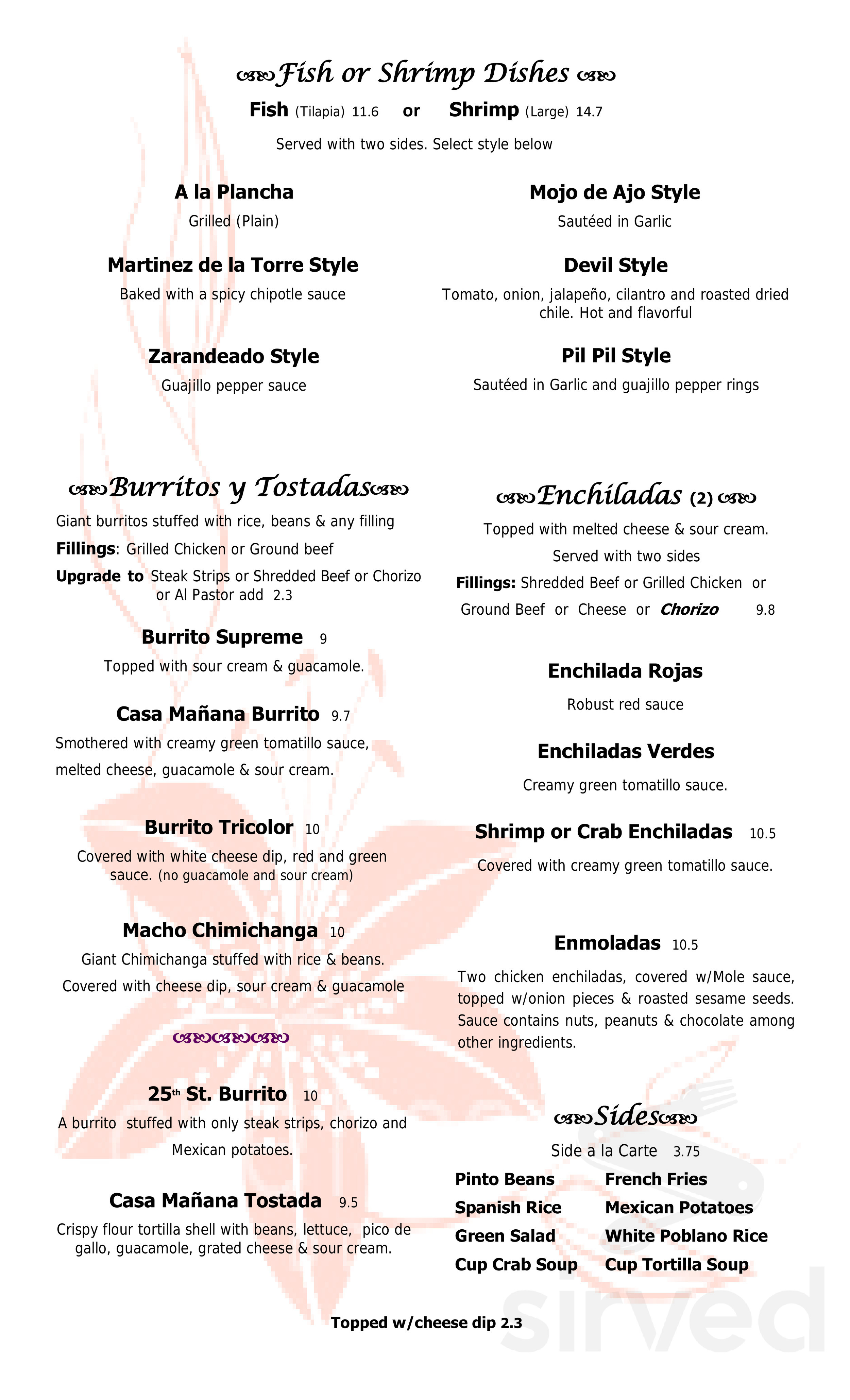 Casa Mañana River Market menus in Little Rock, Arkansas, United States