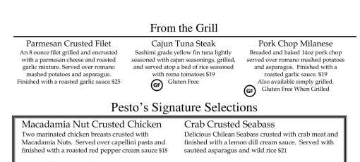 Menu for Pesto's Italian Restaurant in Valparaiso, IN | Sirved