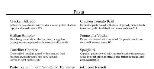 Menu for Pesto's Italian Restaurant in Valparaiso, IN | Sirved
