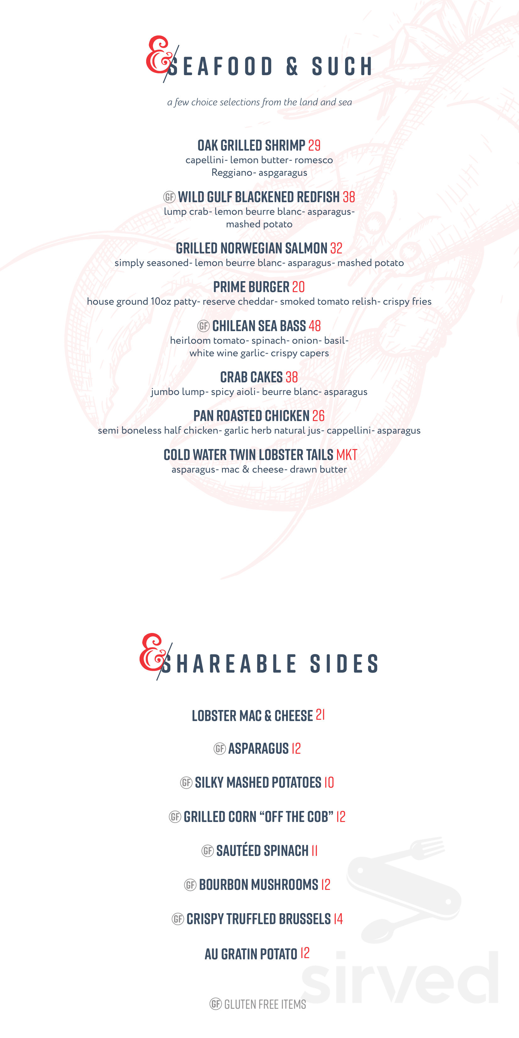 Prime & Pearl menu in Gainesville, Florida, USA