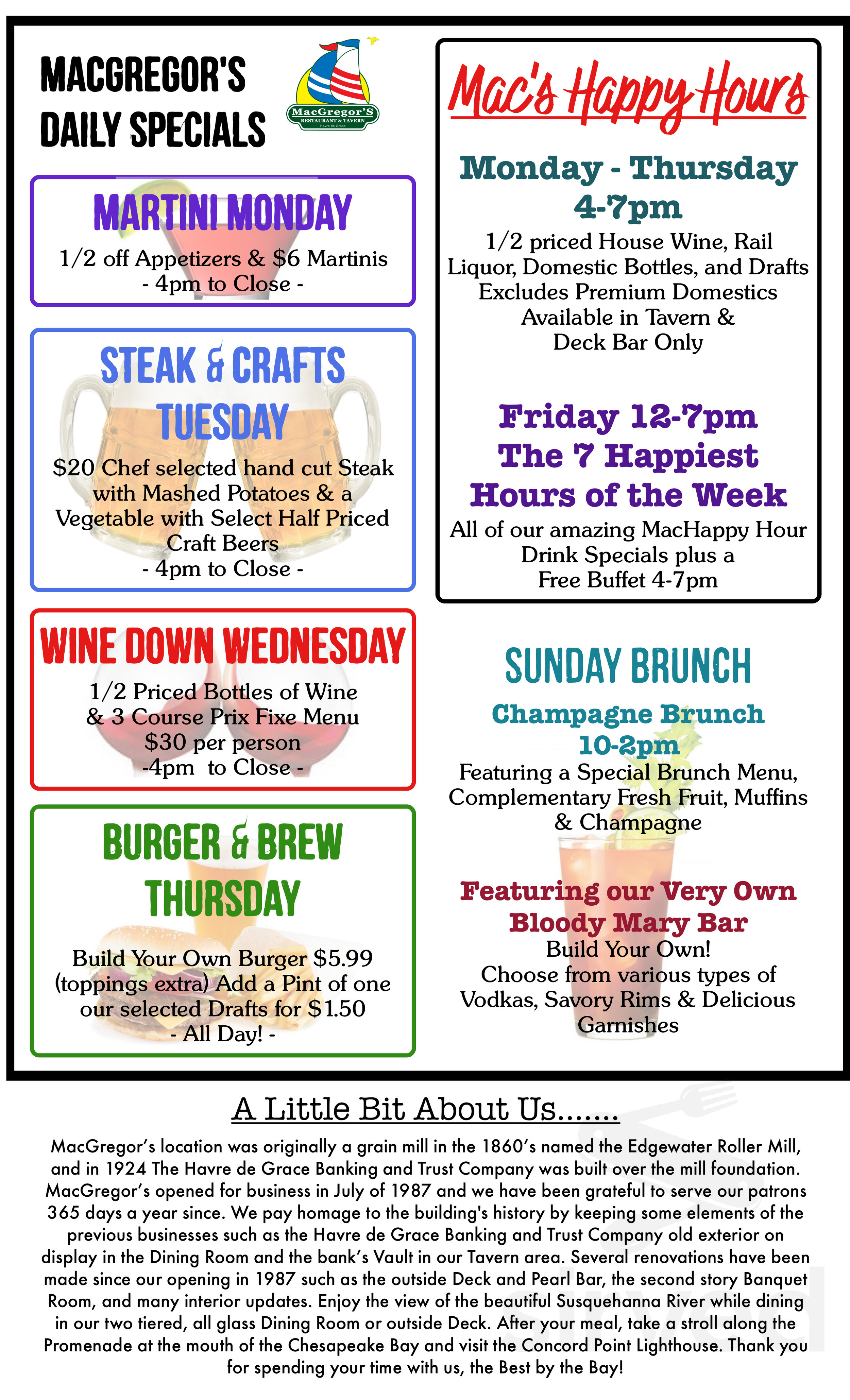 MacGregor's Restaurant menu in Havre De Grace, Maryland, USA