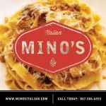 Mino's menu in Winnetka, Illinois, USA