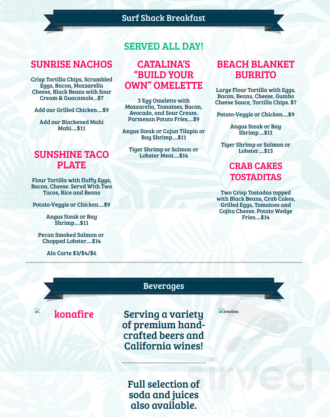 Menu - Costa Mesa CA's Catalina Fish Kitchen | Sirved