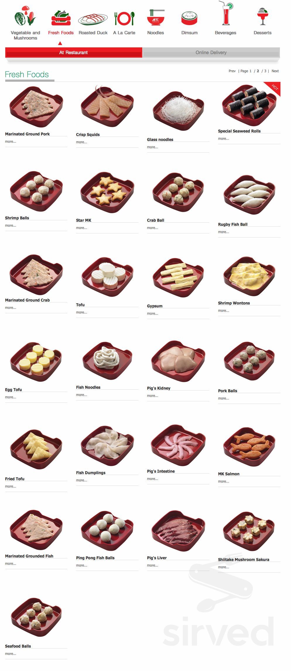 Menu - Calgary AB's MK Restaurant | Sirved