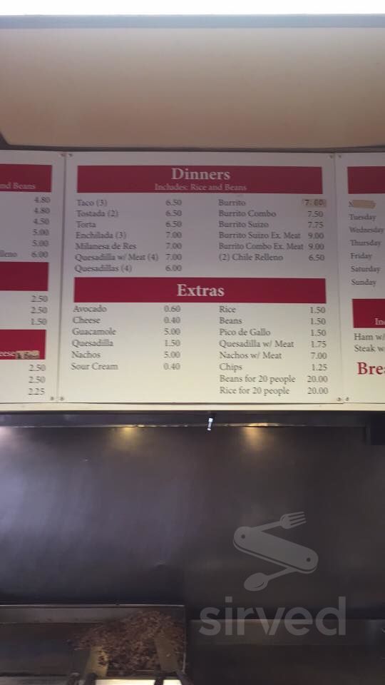 El Faro menu in Summit, Illinois, USA