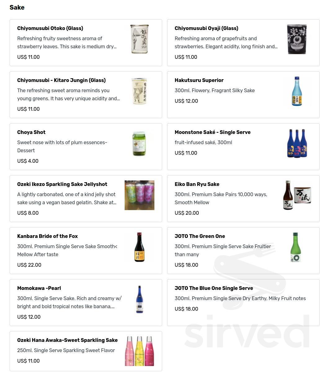 Oba Ramen menu in Cottage Grove, Oregon, USA