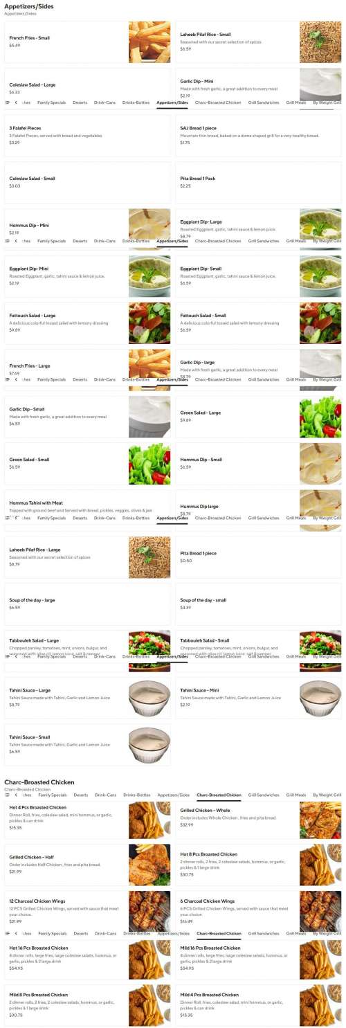 Laheeb Shawarma menu in Ottawa, Ontario, Canada