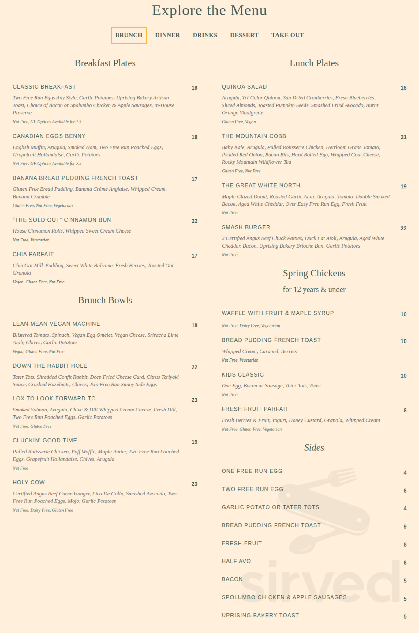 Farm & Fire menu in Banff, Alberta, Canada