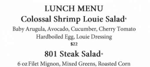 Menu for 801 Chophouse in Omaha, NE | Sirved