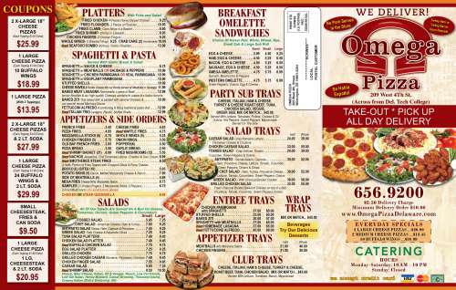 Omega Pizza menu in Wilmington, Delaware, USA
