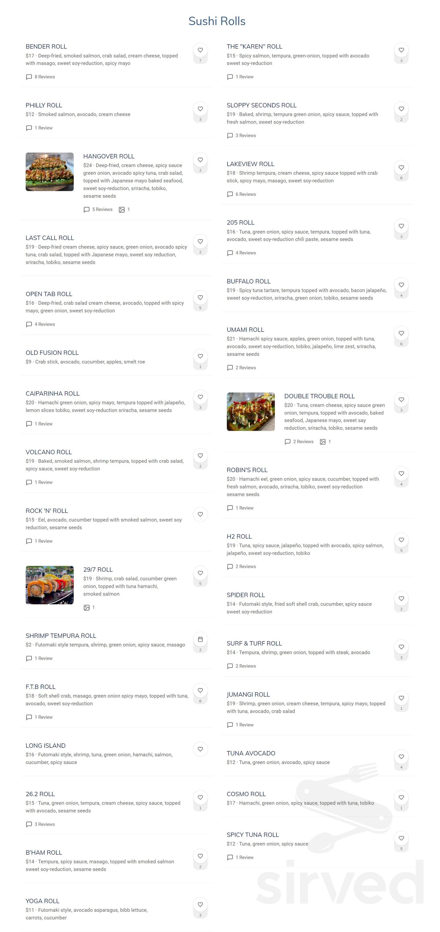 Umami menu in Birmingham, Alabama, USA