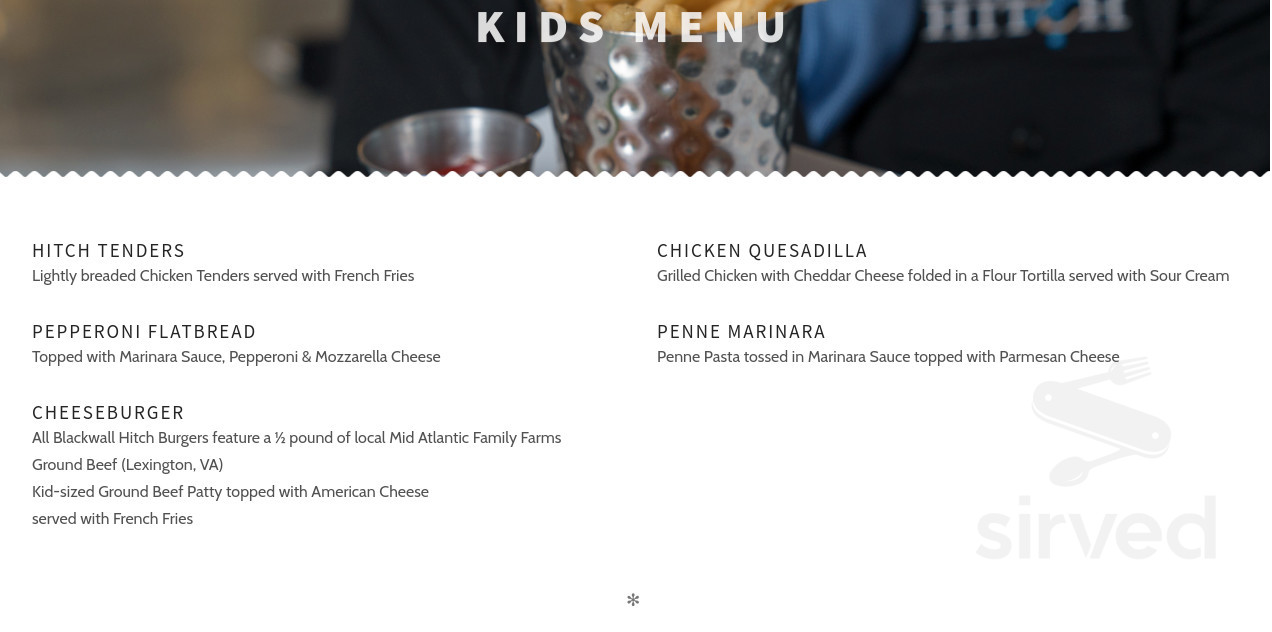 Blackwall Hitch menu in Annapolis, Maryland, USA