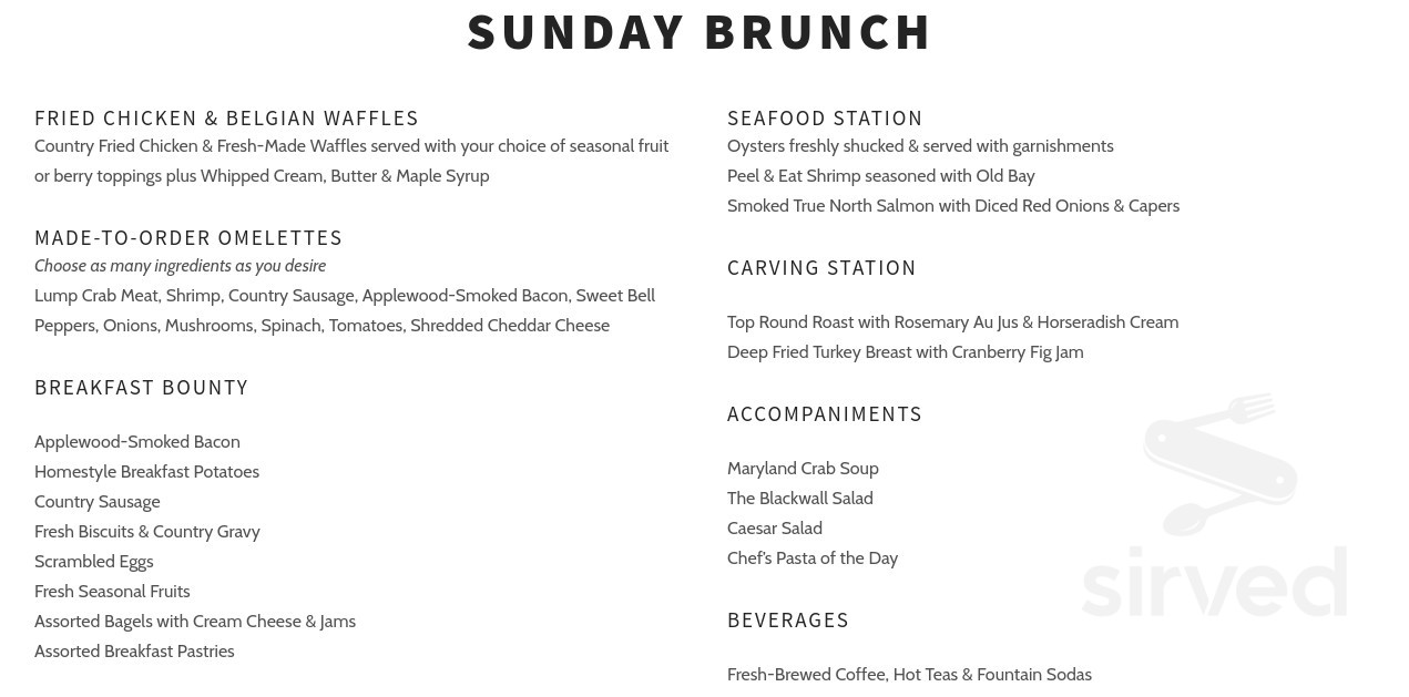 Blackwall Hitch menu in Annapolis, Maryland, USA