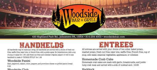 Menu for Woodside Bar & Grill in Johnstown, PA | Sirved