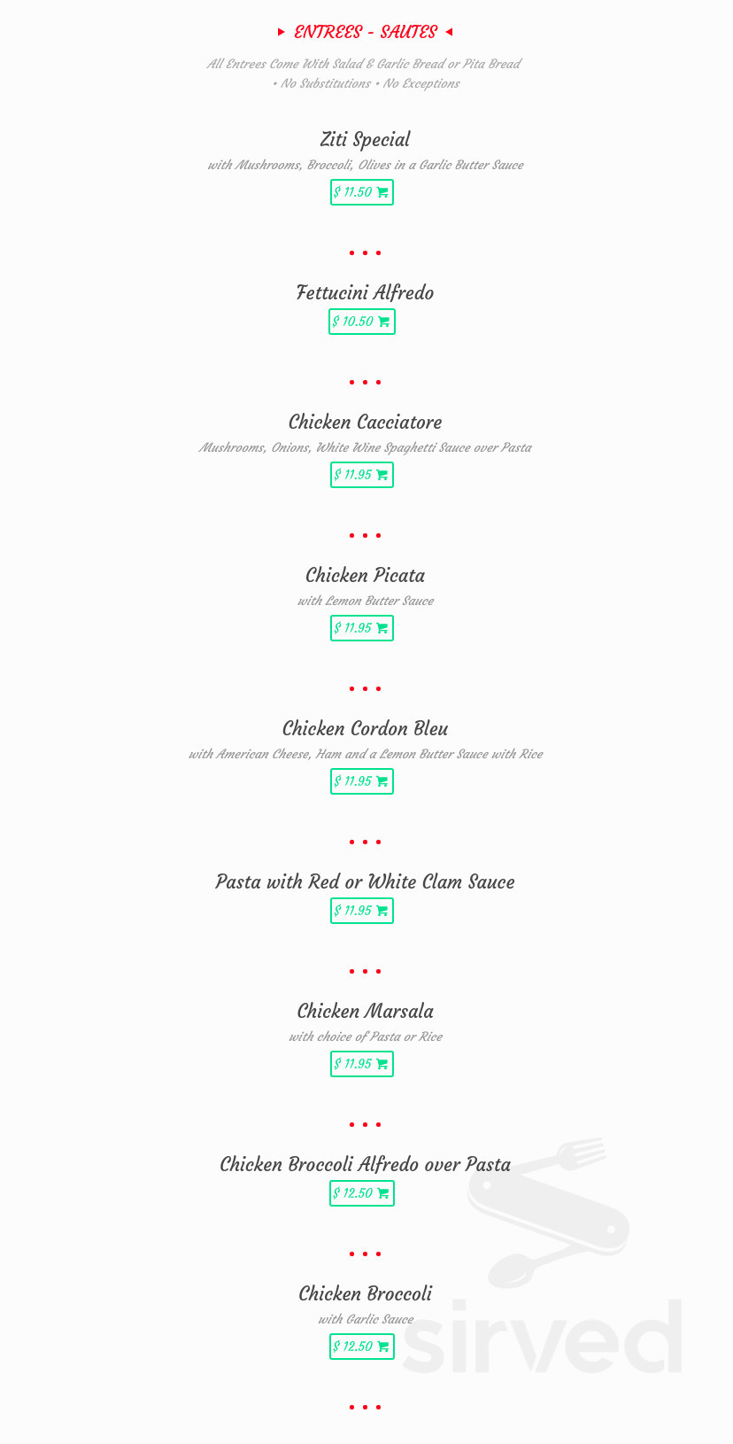 Menu - Springfield MA's Paramount Pizza | Sirved