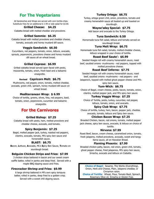 Mamma Llama Eatery and Café menu in Weaverville, California, USA