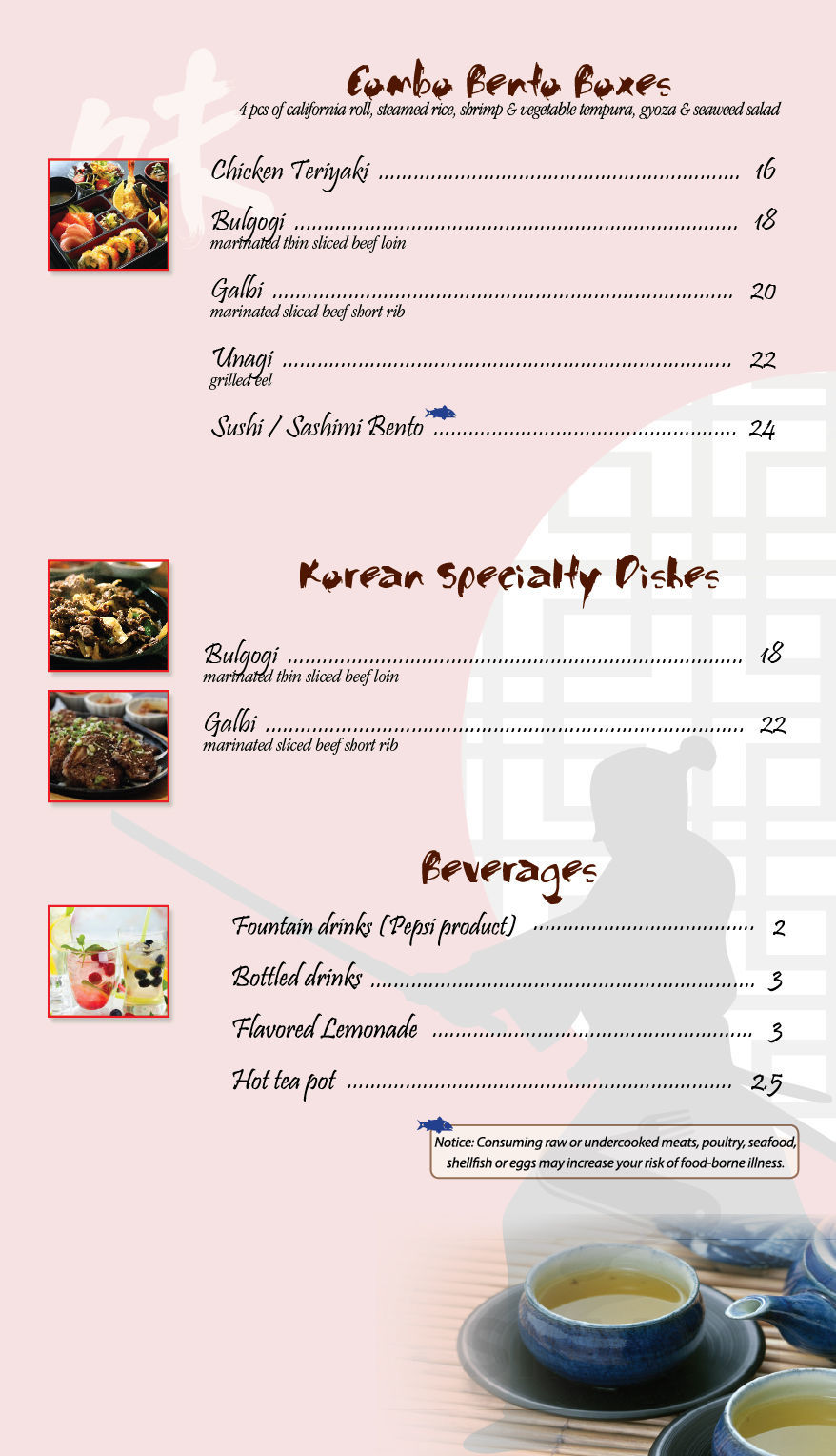 Samurai Sushi Bar & Grill menu in Aberdeen, Washington, USA