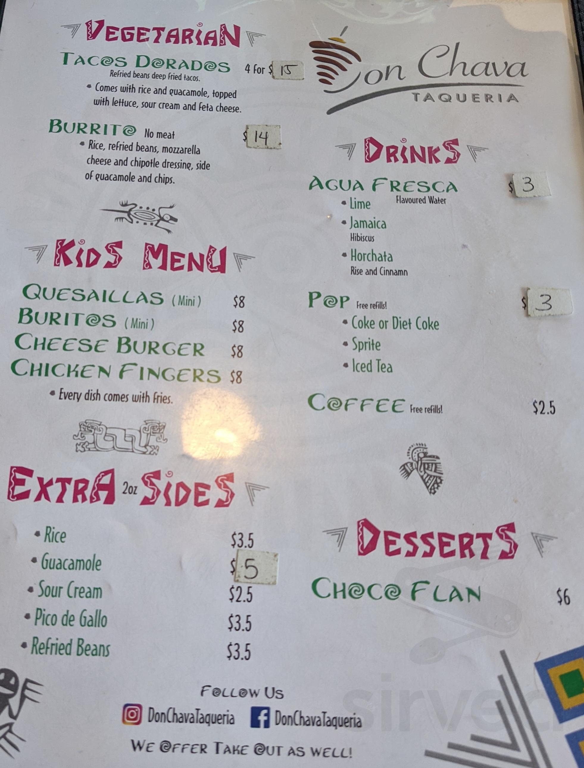 Don Chava Taqueria menus in Brooks, Alberta, Canada