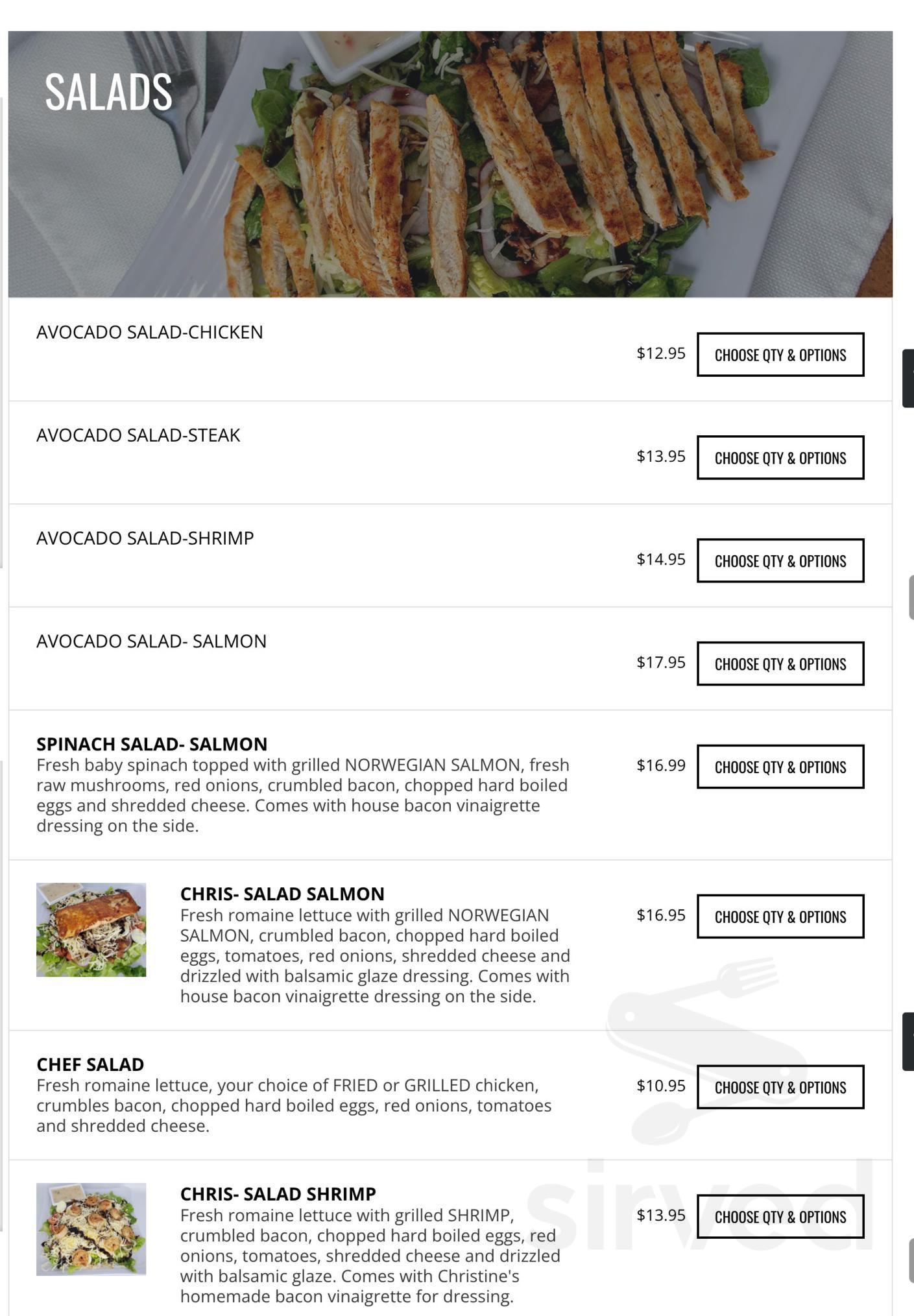 Christine's Casual Dining menu in Cincinnati, Ohio, USA