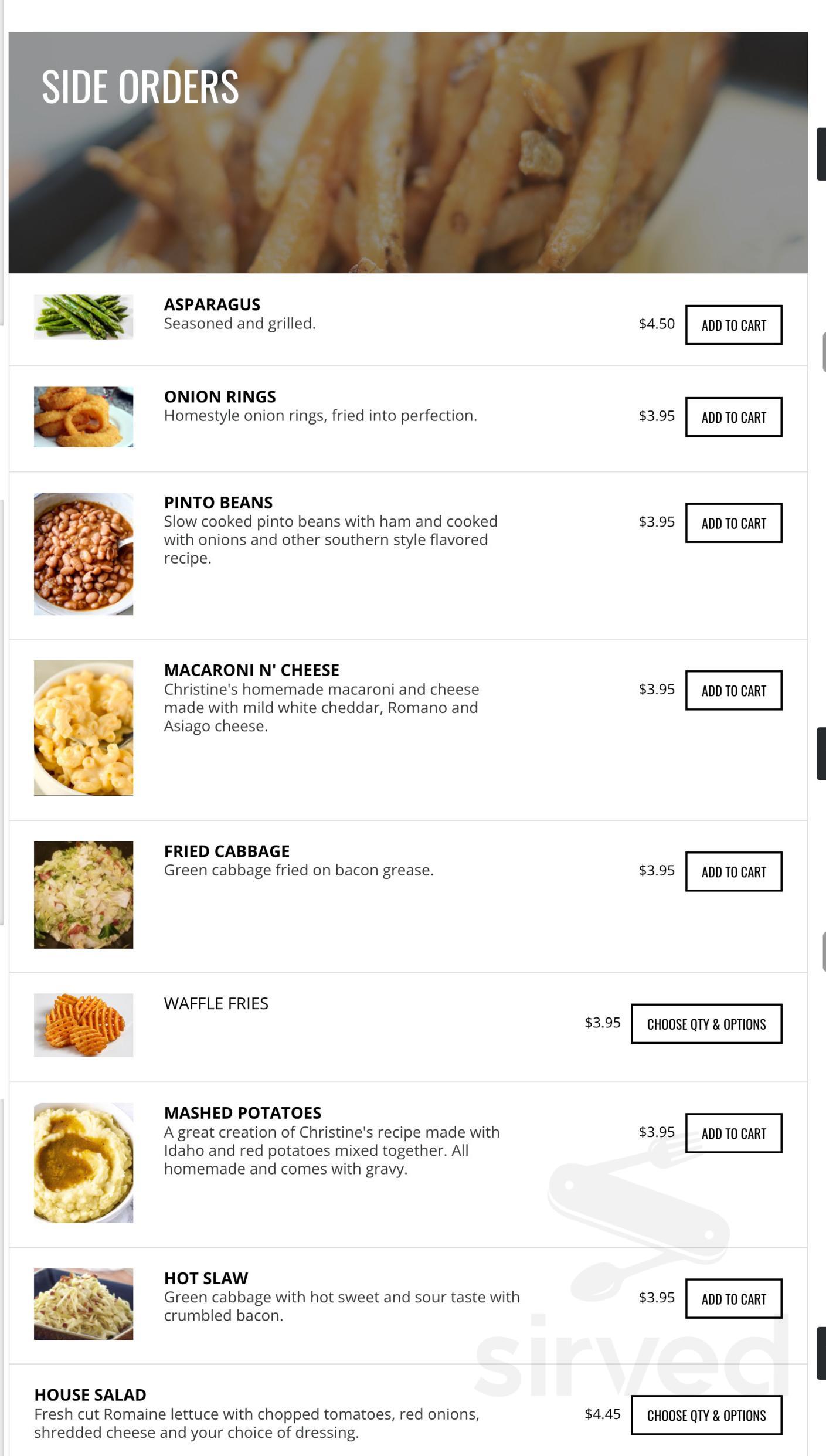 Christine's Casual Dining menu in Cincinnati, Ohio, USA