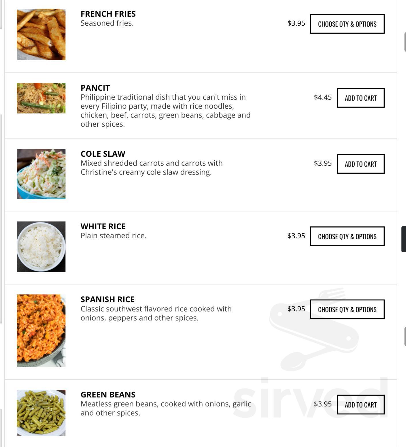 Christine's Casual Dining menu in Cincinnati, Ohio, USA