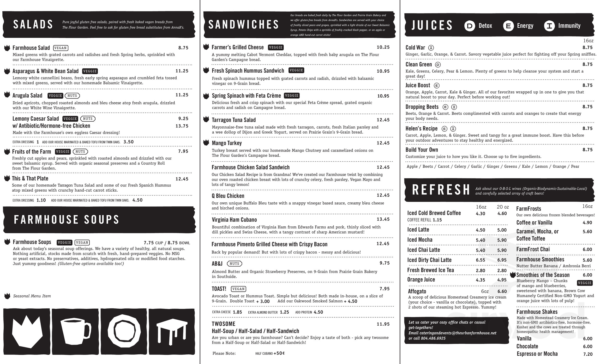 Menu - Richmond VA's the urban Farmhouse market & café (Shockoe Slip ...