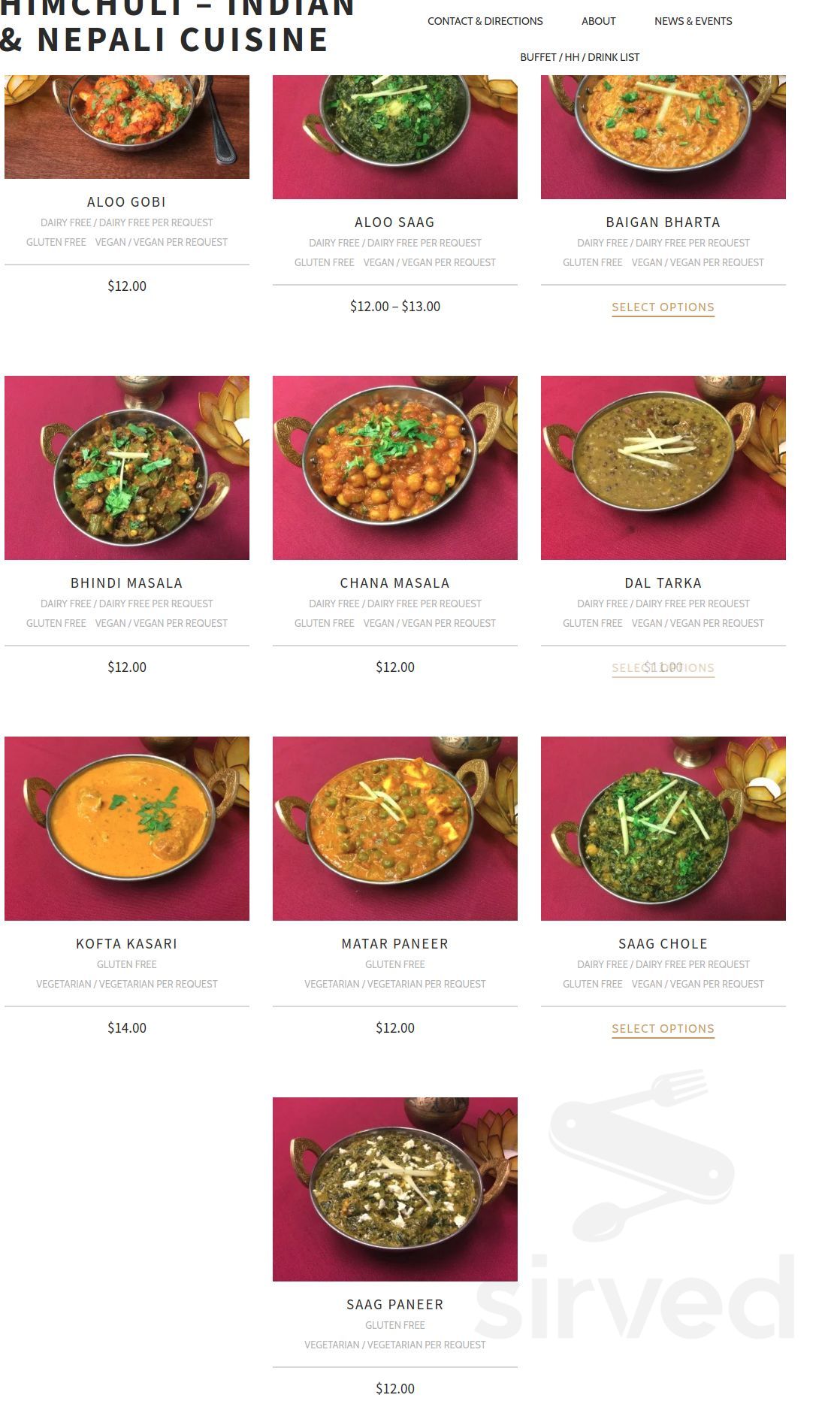 Himchuli - Highlands Indian & Nepali Cuisine menu in Denver, Colorado, USA