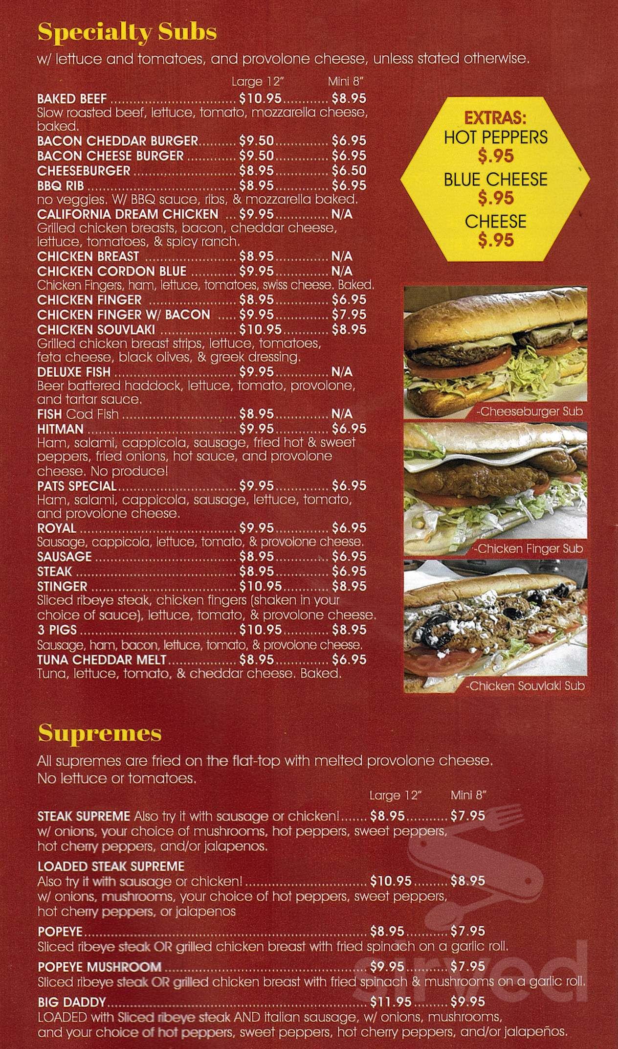 Pat's Pizzeria menu in Angola, New York, USA