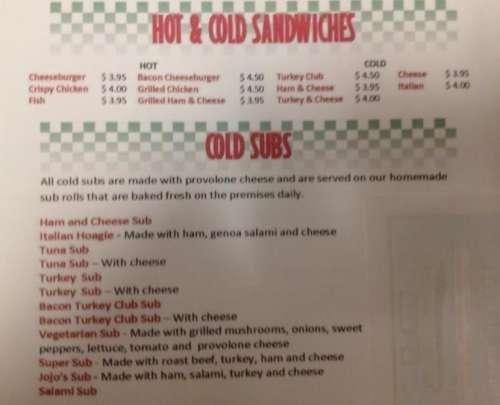 Jojo's Original Italian Pizza menu in Millerstown, Pennsylvania, USA