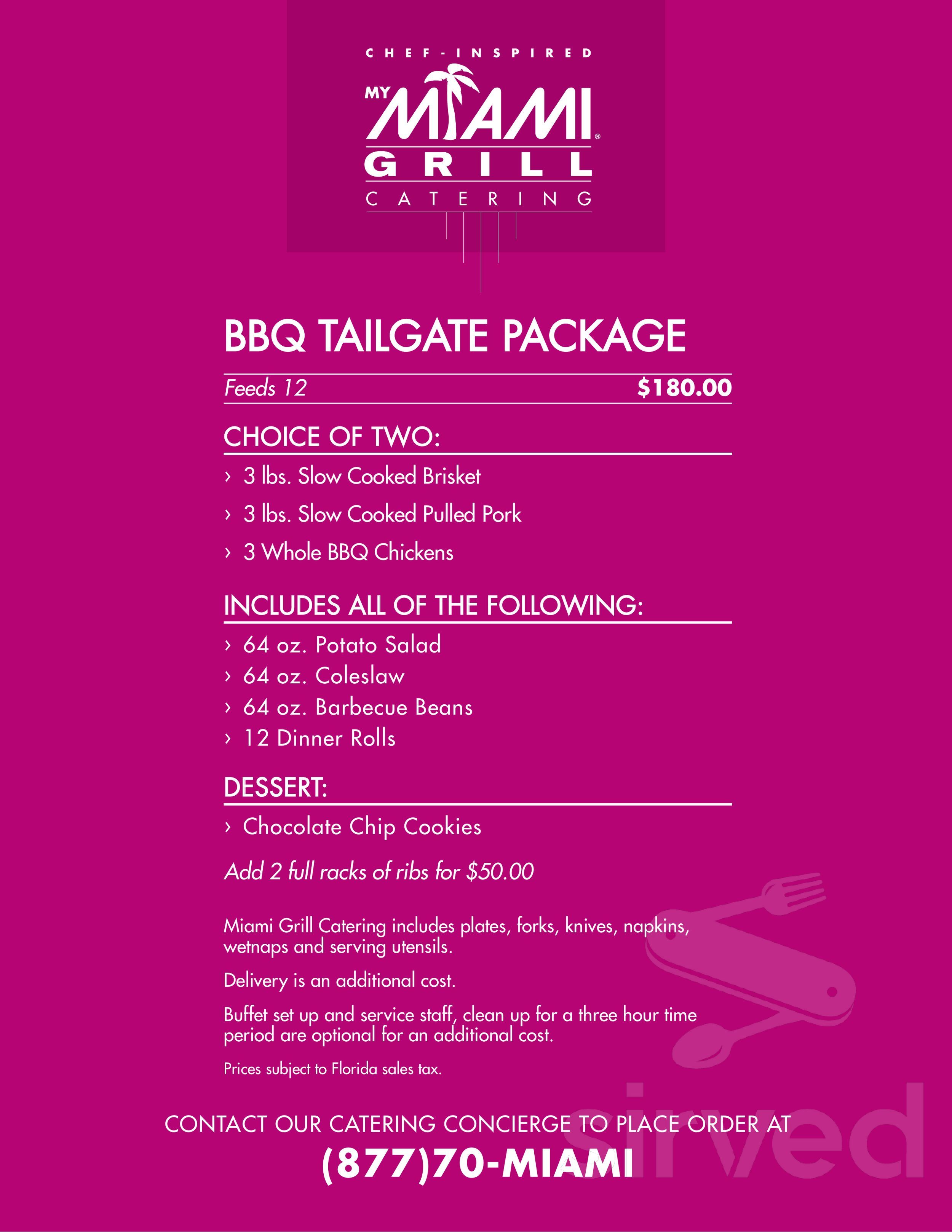 Menu - Margate FL's Miami Grill | Sirved