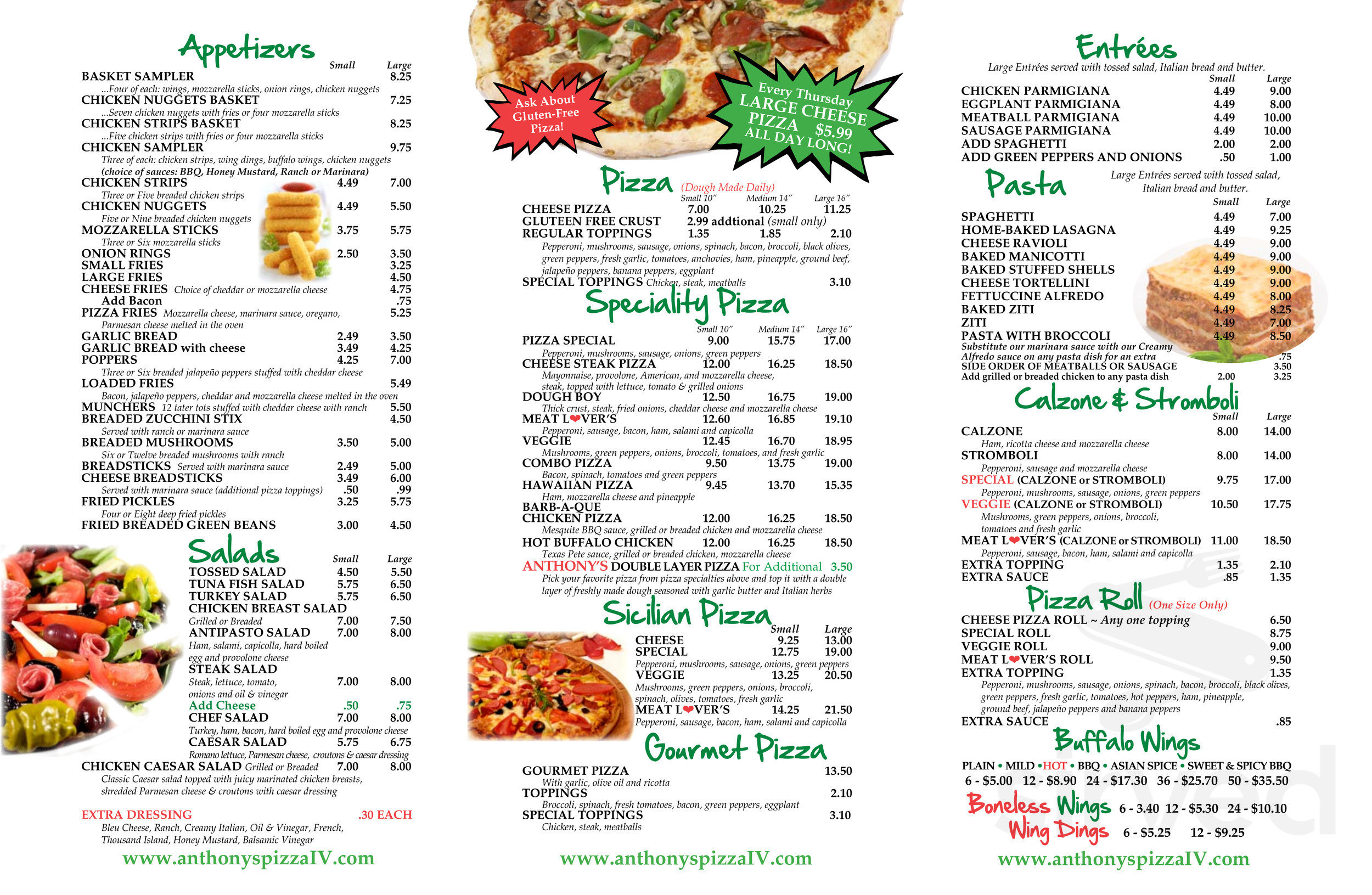Anthonys Jr menu in Capon Bridge, West Virginia, USA