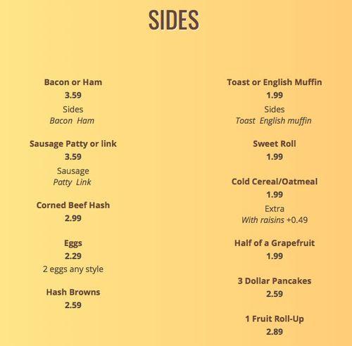 Wade's Cafe menu in Colorado Springs, Colorado, USA