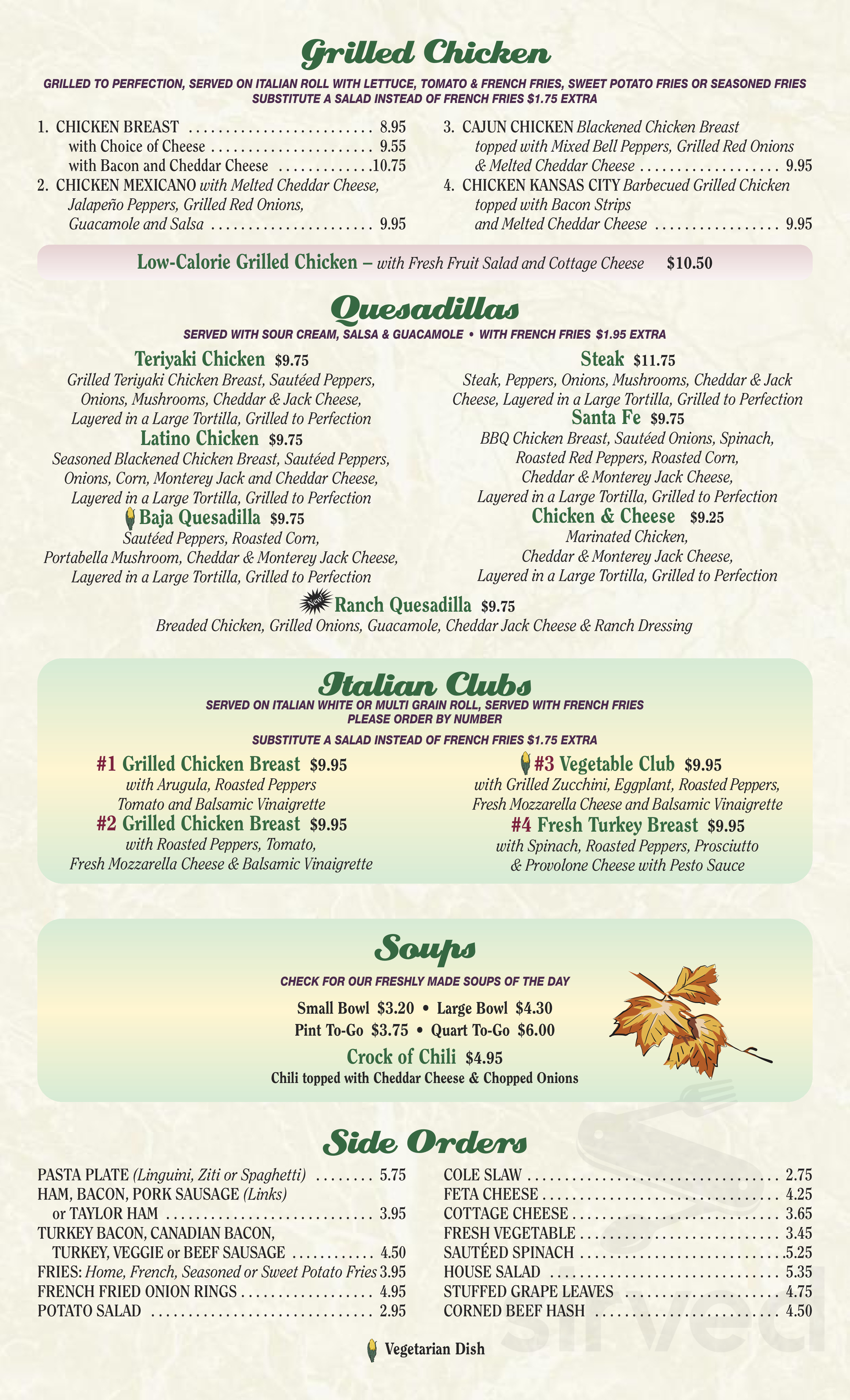 Park Wood Diner menu in Maplewood, New Jersey, USA