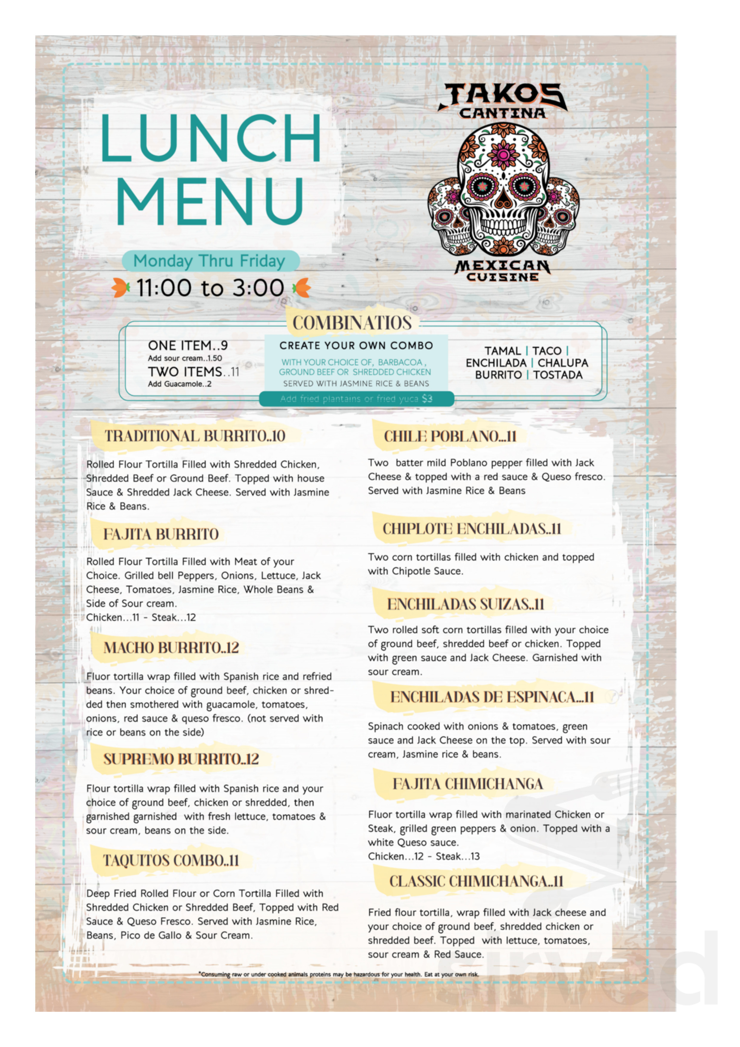 Takos Cantina Ranch Lake Blvd menu in Bradenton, Florida, USA