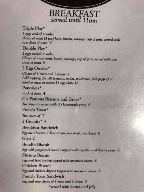 KK's Cafe menu in Youngsville, Louisiana, USA