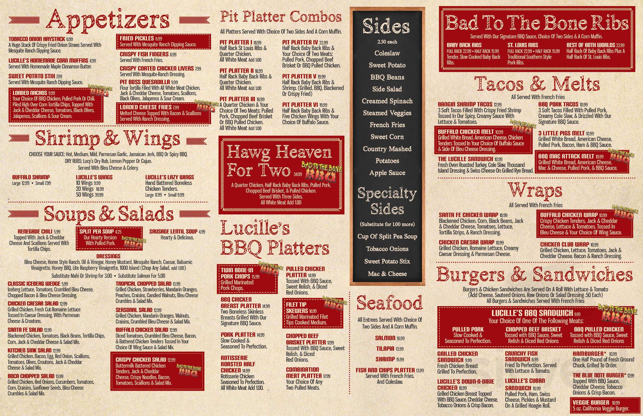 Lucille s Bad To The Bone BBQ Menus In Boca Raton Florida United States Lucille s Bad To The Bone BBQ Menus In Boca Raton Florida United States