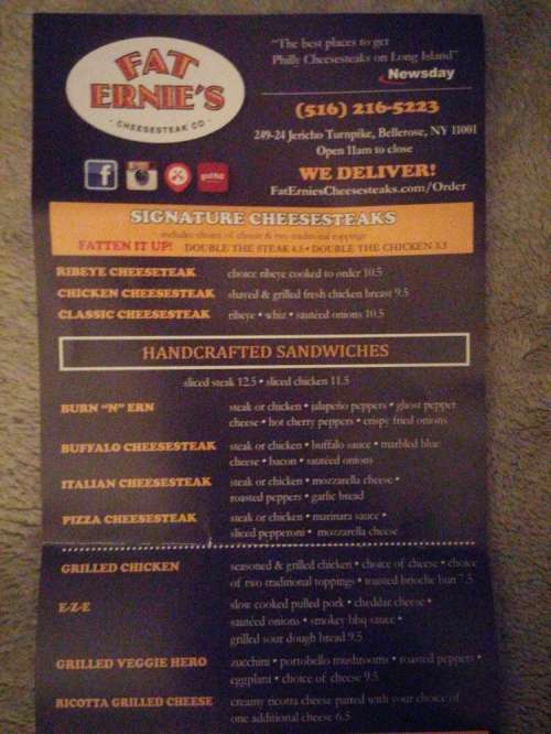 Fat Ernie's Cheesesteaks & Hershey's Ice Cream Parlor menu in Floral ...