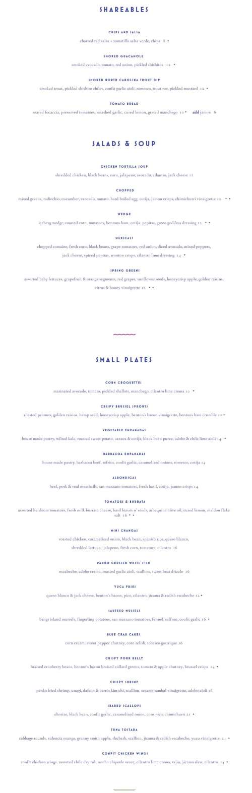 Vida menu in Knoxville, Tennessee, USA