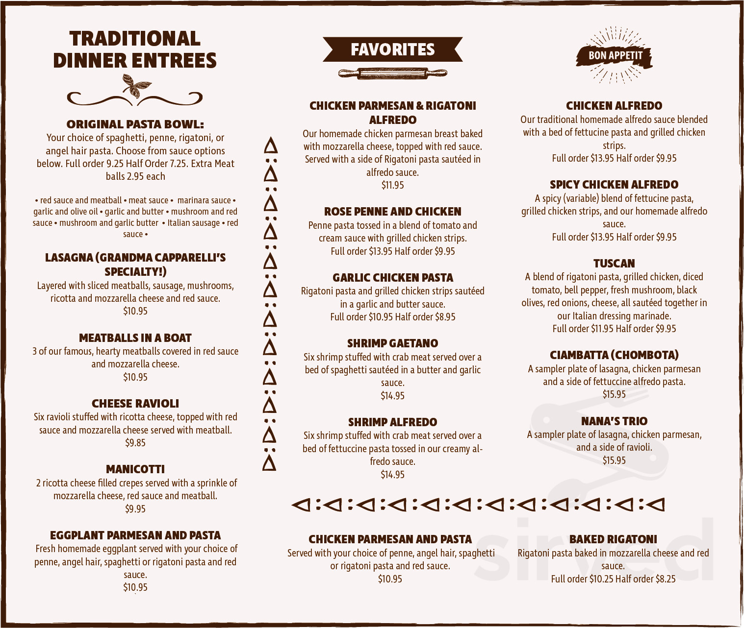 Capparelli's Italian Food & Pizza menu in San Antonio, Texas, USA