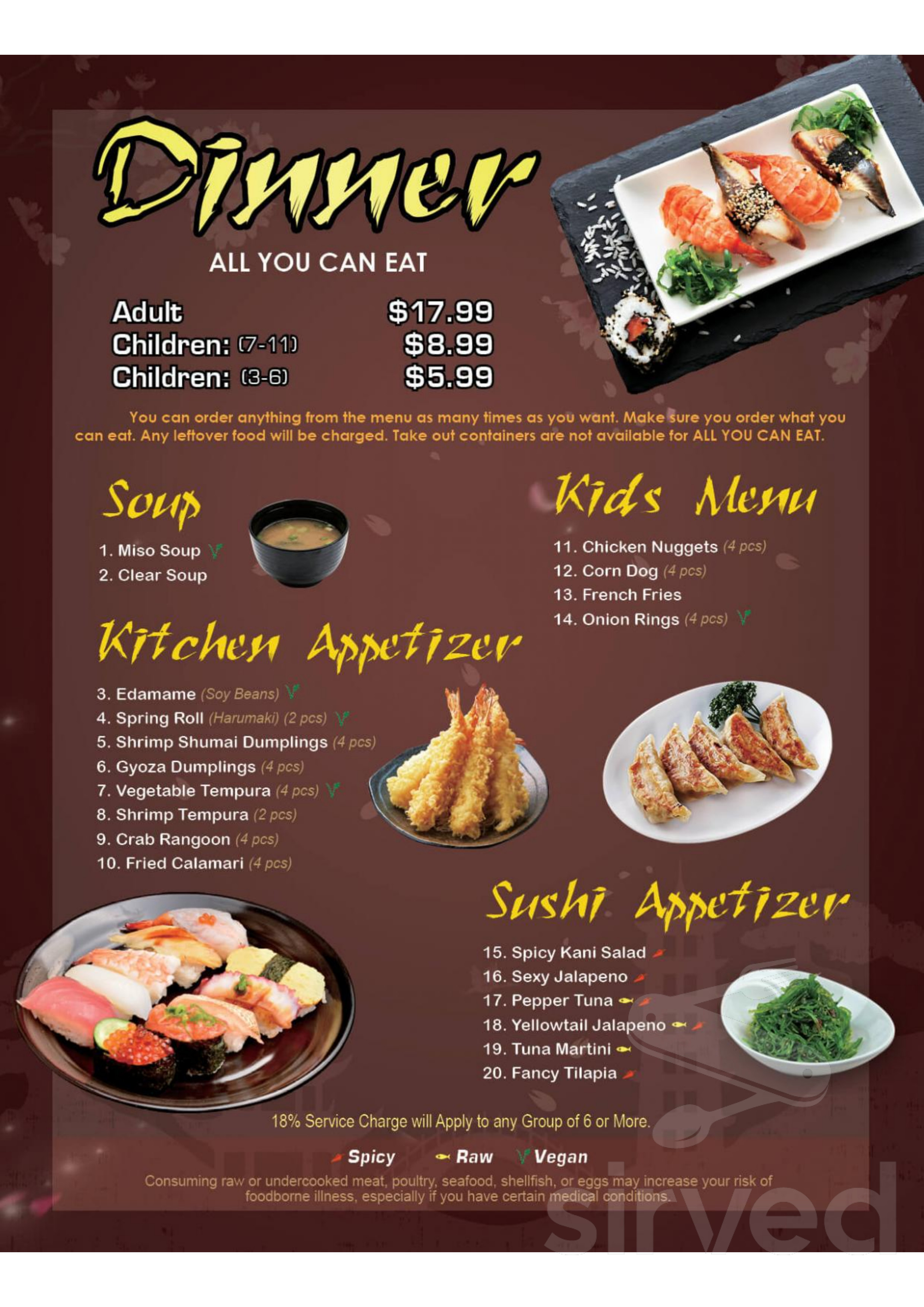 Sushi Bomb menus in Pittsburgh, Pennsylvania, United States