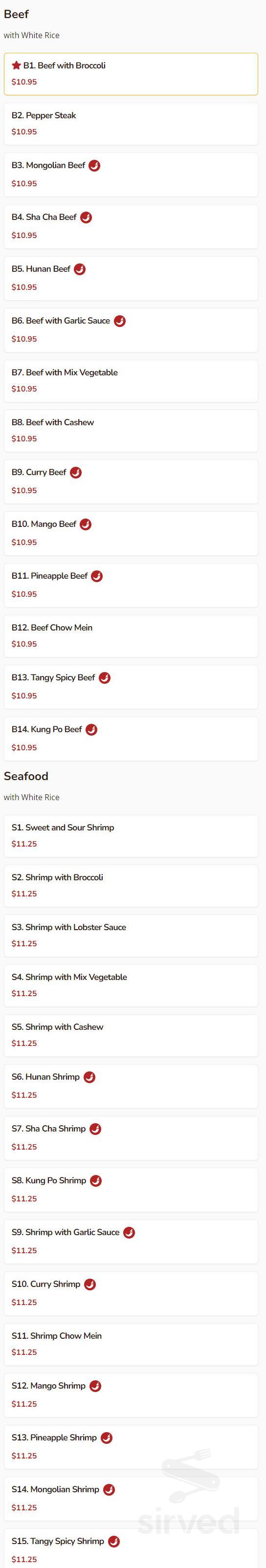 Menu - Freeport TX's General Wok | Sirved