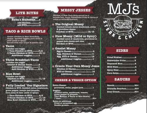 MJ's Steak and Chicken menu in Burnsville, Minnesota, USA