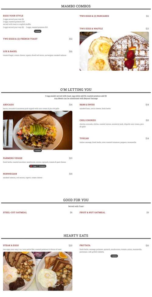 The Sawmill menu in Rochester, New York, USA