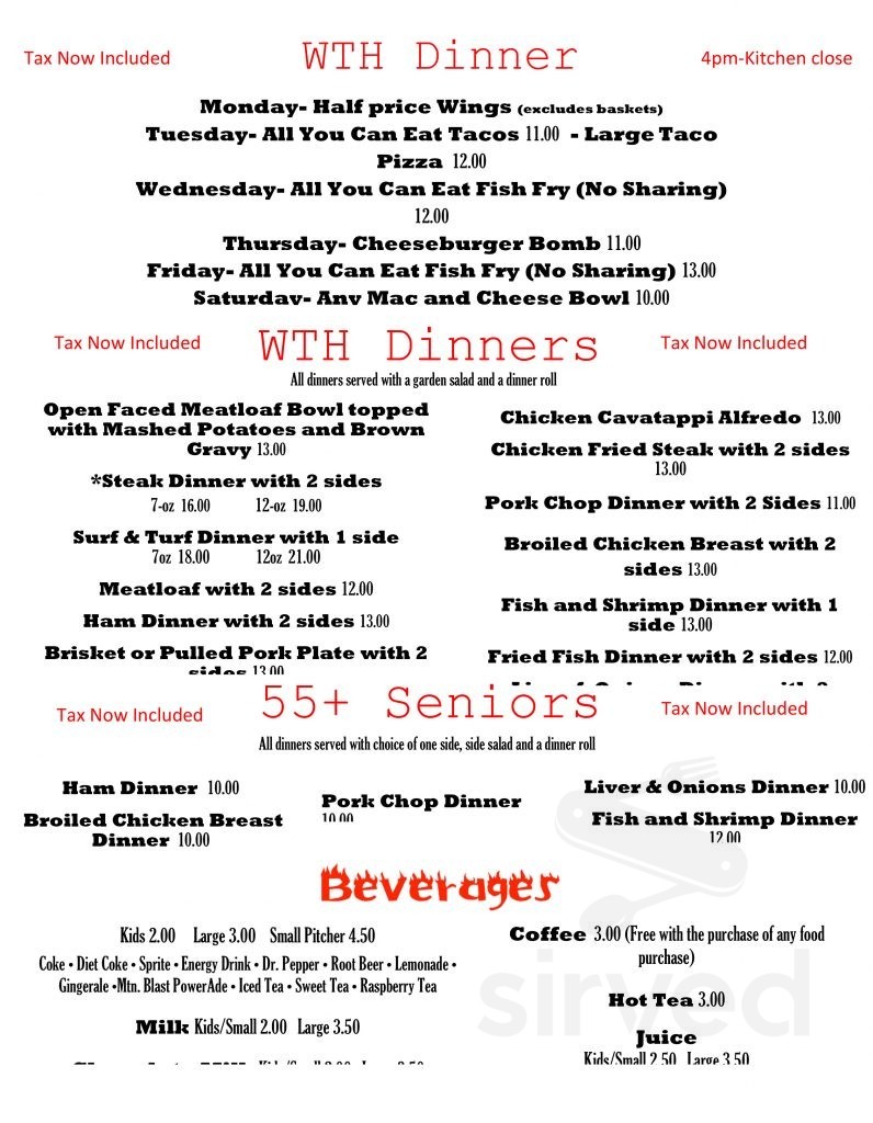 Menu - Mesa AZ's Slaughterhouse: What the Hell Bar & Grill | Sirved