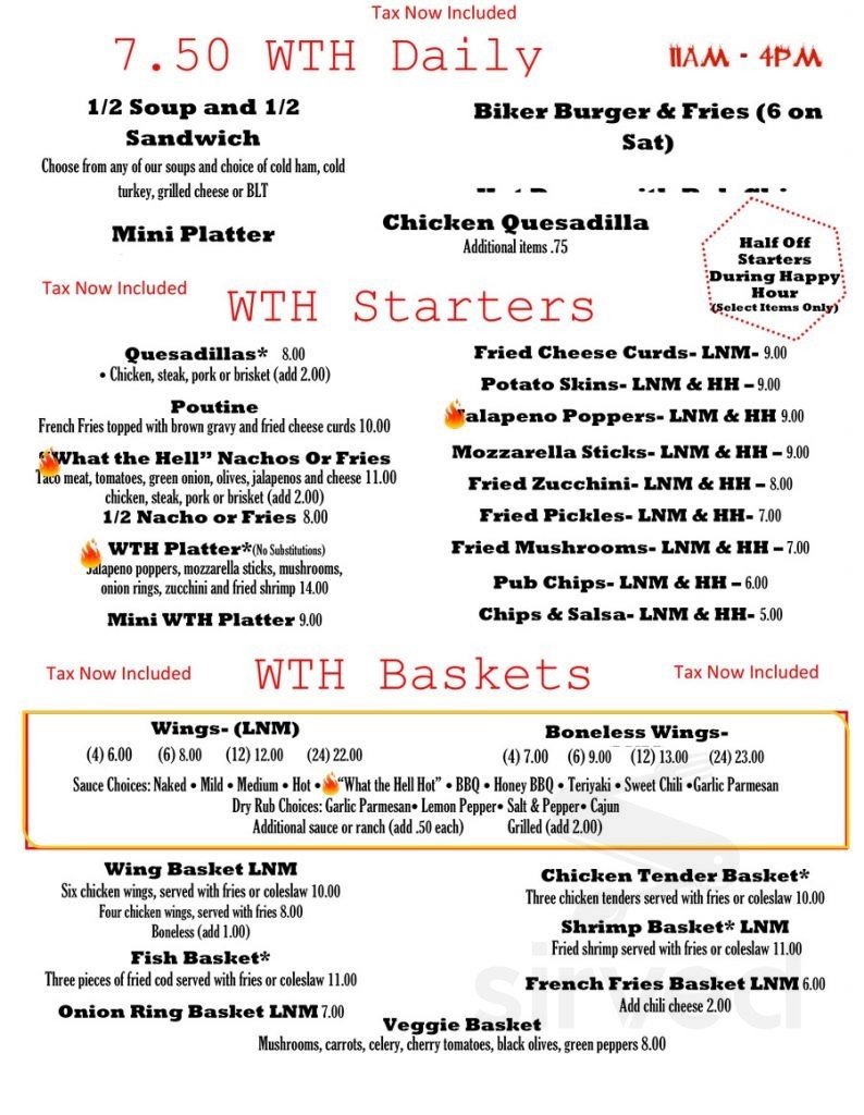 Slaughterhouse: What the Hell Bar & Grill menu in Mesa, Arizona, USA