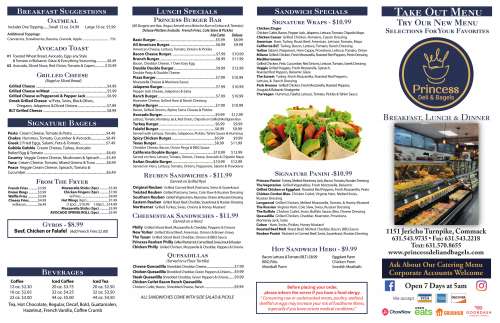 Princess Deli menu in Commack, New York, USA