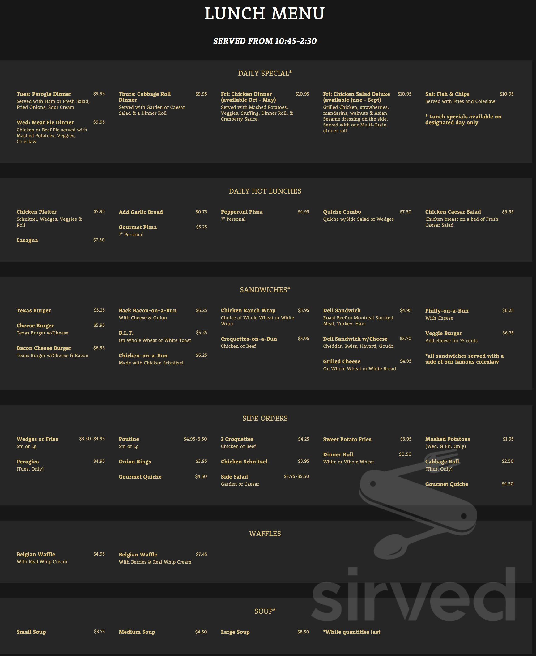 Menu for The Windmill Country Market in Mount Pleasant, ON | Sirved