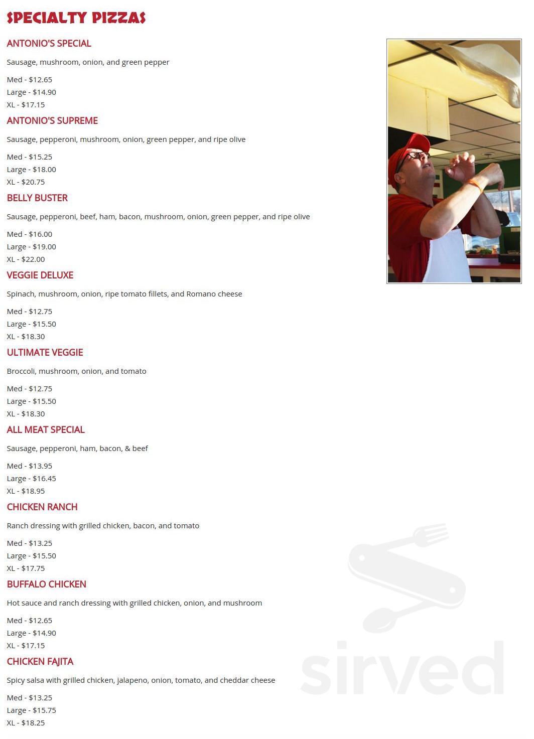 Antonio's Pizza menu in Springfield, Illinois, USA