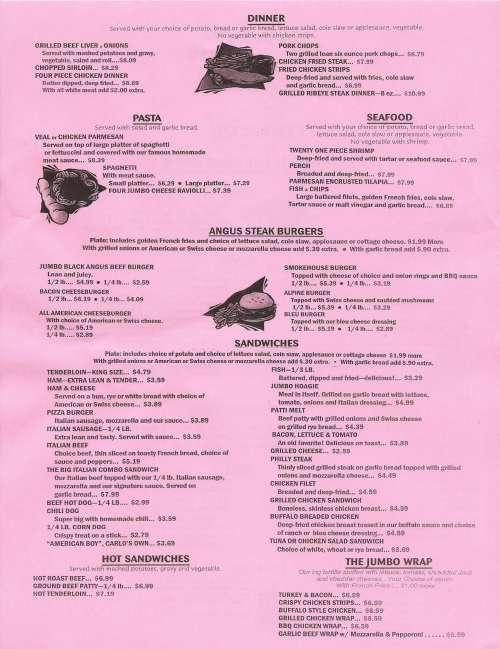 Carlo's Restaurant menu in Kankakee, Illinois, USA